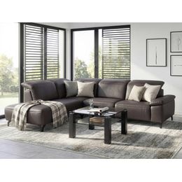 Ecksofa Musterring, B:288cm H:83cm T:241cm, braun, 100% Leder, Wohnzimmer, Sofas, "MR370", Edles Leder in 3 Farben, Sitzkomfort nach Wahl, Ma&szlig;e 288 x