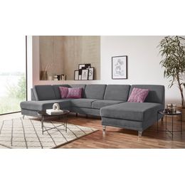 Sit & More Wohnlandschaft SIT & MORE, B:319cm H:89cm T:190cm, grau, Sofas, "Clio U-Form", wahlweise mit Schlaffunktion und Bettkasten, inklusive Federkern