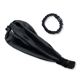 AILORIA Damen Diadem "Set Headband und Scrunchie S aus Seide SOYEUX & DOUX", schwarz, Modet&uuml;cher