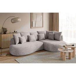 homsy by Ana Johnson Ecksofa &raquo;PEBBLA L-Form mit vielen Kissen, modernes Design, Bezug- Struktur&laquo; Breite 267 cm, Design-Sofa mit Ottomane recht/links 