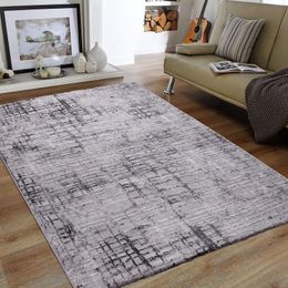 Sanat Teppich &raquo;Evra 7010 , auch als L&auml;ufer erh&auml;ltlich&laquo; rechteckig 22 mm H&ouml;he Wohnzimmer, Kurzflor, modern, Hoch Tief Struktur grau Kunstfaser B : 120cm 1 