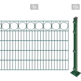 Arvotec Doppelstabmattenzaun &raquo;EASY 100 zum Aufschrauben "Ring" mit Zierleiste&laquo; Zaunh&ouml;he 100 cm, Zaunl&auml;nge 2 - 60 m gr&uuml;n Kunststoff, Stahl H/L: 100cm x 18m, 