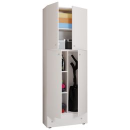 Mehrzweckschrank Vcm, B:70cm T:39cm, wei&szlig;, Obermaterial: 100% Holz Wood., K&uuml;che, Schr&auml;nke, "Holz Besenschrank Staubsauger Putzschrank Lona S"