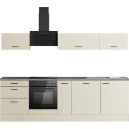 K&uuml;chenzeile KOCHSTATION, B:270cm H:186cm T:60cm, beige, Komplettk&uuml;chen-Sets, "KS-Sion", Breite 270 cm, schnelle Montage mit OPTIsnap, wahlweise mit