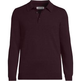LANDS' END Feinstrick-Polopullover aus reiner Baumwolle, Herren, size: regular, Rot, Baumwolle, by Lands' End