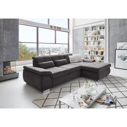Ecksofa DIE PLANBAR, B:289cm H:85cm T:195cm, grau, 100% Polyester, Wohnzimmer, Sofas, "MP-IN16037 L-Form, Breite 289 cm, mit Federkern-Polsterung",