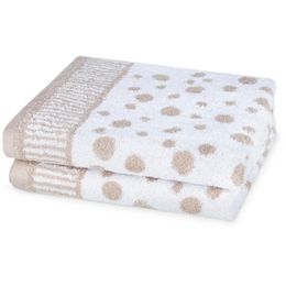 Handt&uuml;cher Ross, B:50cm L:100cm, beige, Frottier, Baumwolle, Handt&uuml;cher, "Punkte, allover", aus feinster Baumwolle