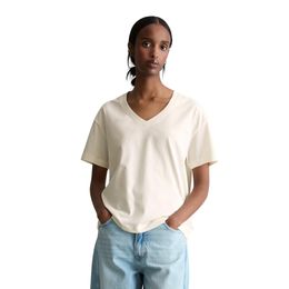 Marc O'Polo Damen T-Shirt "aus Baumwoll-Single-Jersey"silky wei&szlig;, Basic, Gr. XS, MARC O'POLO DENIM, unifarben, Obermaterial: 100% Baumwolle, Shirts