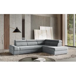 Sit & More Ecksofa SIT & MORE, B:270cm H:79cm T:213cm, grau, 100% Polyester, Wohnzimmer, Sofas, "Broadway L-Form", mit verstellbaren Kopfteilen, wahlweise mit