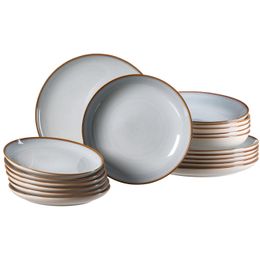 Ritzenhoff & Breker Tafelservice "Portofino", 18 Stk., grau, RITZENHOFF & BREKER, Geschirr-Sets, Teller Set, Porzellan, skandinavisch-schlichter Touch, &Oslash; 21,5 cm