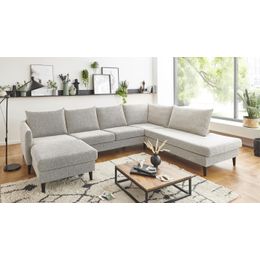 Wohnlandschaft OTTO HOME, B:308cm H:79cm, beige, Sofas, "Rekvik U-Form", mit Wellenunterfederung, mit Massivholzf&uuml;&szlig;en