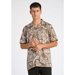 LINDBERGH Herren Kurzarmhemd "Freizeithemd (Kurzarm) Regular Fit", grau, Gr. L, Obermaterial: 100% Lyocell, Hemden