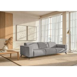 3-Sitzer Home Affaire, B:257cm H:77cm T:93cm, grau, 100% PES, Sofas, "Lorcan 257 cm, weiches Sitzgef&uuml;hl", mit schwarzen Metallf&uuml;&szlig;en, Lederoptik und