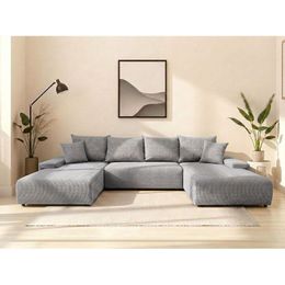 WERK2 Wohnlandschaft &raquo;Amalfi 348 x 188 cm modern und bequem&laquo; Cord, U-Form, XXL, Schlaffunktion, Bettkasten grau 90% Polyester, 10% Nylon B/H/T: 348cm 