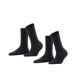 Falke Damen Socken "Softmerino 2-Pack", Gr. 39, grau, Obermaterial: 57% Schurwolle WV. 23% Baumwolle CO. 18% Polyamid PA. 2% Elasthan EL., glatt,