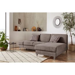 Sit & More Ecksofa SIT & MORE, B:246cm H:89cm T:165cm, grau, Wohnzimmer, Sofas, "Clio L-Form", optional Schlaffunktion oder Vorziehsitz und Bettkasten, Federkern