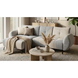 Ecksofa OTTO HOME, B:261cm H:82cm T:140cm, grau, 100% Polyester, Wohnzimmer, Sofas, "Viiborg 261 x 140 cm, mit Steppungen, elegant, modern", L-Form,