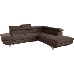 Ecksofa COTTA, B:273cm H:72cm T:237cm, braun, Struktur (100% Polyester );Chenille (90% Polyester; 10% Polyamid ), Wohnzimmer, Sofas, "Enterprise