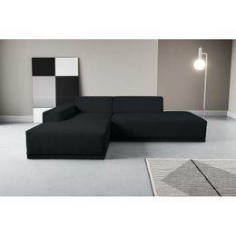WERK2 Ecksofa &raquo;Apollo 264 x 188 cm modern und bequem&laquo; Waffelcord, L-Form schwarz 100% Polyester B/H/T: 264cm x 70cm x 188cm, Waffelcord, Ottomane 