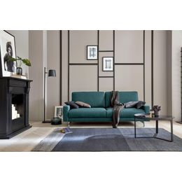 2-Sitzer, B:164cm H:85cm T:95cm, blau, CREATION BY ROLF BENZ, NaturLEDER OSKAR (echtes Rindsleder);Jacquard-Flachgewebe Diane 1 Q2 (55% Polyacryl 45%