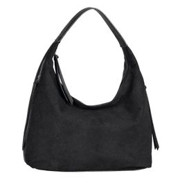 Tom Tailor Damen Tom Tailor Hobo &raquo;Aiana&laquo; Damen Handtasche, mit Fransen-Rei&szlig;verschluss schwarz B/H/T: 41cm x 27cm x 10cm