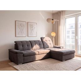 WERK2 Ecksofa &raquo;Carmen 264 cm breit L-Form Sofa Schlaffunktion Kopfst&uuml;tzen verstellbar&laquo; Schlafcouch mit Bettkasten, Eckcouch wahlw. mit 