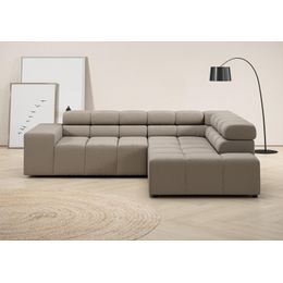 Ecksofa Home Affaire, B:249cm H:70cm T:215cm, grau, 85% Polyester, 15% Viskose, Wohnzimmer, Sofas, "Ancona, Ecksofa, incl. Kopfteilverstellung,