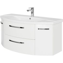 Waschtisch &raquo;Serie 4010 Keramik-Waschtisch mit Unterschrank, 120,5 cm breit&laquo; Waschplatz mit 2 T&uuml;ren, 2 Schubladen, Badm&ouml;bel-Set mit Waschtisch wei&szlig; B/H