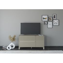 Lowboard, B:137cm H:75cm T:42cm, beige, SET ONE BY Musterring, Glas, Holzwerkstoff, Wohnzimmer, Sideboards, "Reno", Mit Vierkantfu&szlig; in diversen