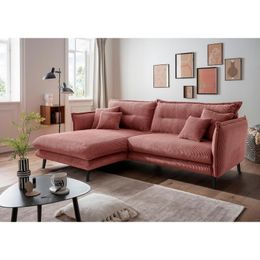 Home Affaire Ecksofa &raquo;Lazio, 255 x 180 cm, modern und bequem&laquo; Cord, L-Form, inkl. R&uuml;cken- und Zierkissen rot 93% Polyester, 7% Polyamid B/H/T: 255cm x