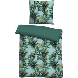 Wendebettw&auml;sche, gr&uuml;n, CASTELL - MARKENBETTW&Auml;SCHE, Satin, Obermaterial: 100% Baumwolle, Bettw&auml;sche, "0600878", feiner Glanz, weicher Griff,