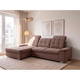 WERK2 Ecksofa &raquo;Carmen 264 x 170 cm modern und bequem&laquo; Luxus-Microfaser Chenille, L-Form, Sitztiefenverstellung, Bettkasten braun 92% Polyester, 8% 