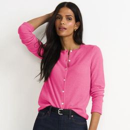 LANDS' END Kaschmir-Cardigan mit rundem Ausschnitt, Damen, size: regular, Pink, Kaschmir, by Lands' End