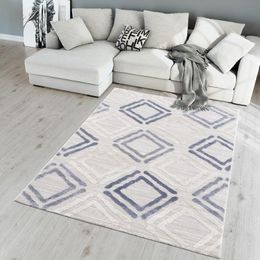 Sanat Teppich &raquo;Evra 7006 , auch als L&auml;ufer erh&auml;ltlich&laquo; rechteckig 22 mm H&ouml;he Wohnzimmer, Kurzflor, modern, Hoch Tief Struktur grau Kunstfaser B : 200cm 1 