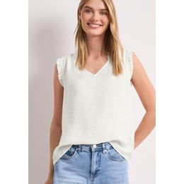 Street One Damen Blusentop, wei&szlig;, Gr. 46, unifarben, Stoff, 88% Viskose, 12% Polyamid, Blusen, aus softer Viskose