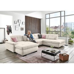 Ecksofa DIE PLANBAR, B:371cm H:85cm T:195cm, beige, 85% Polyester;15% Nylon, Wohnzimmer, Sofas, "MP-IN16012 U-Form, mit Federkern-Polsterung", inkl.