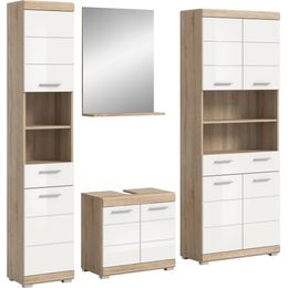 Badm&ouml;bel-Set Welltime, B:186cm H:191cm T:34cm, wei&szlig;, Holzwerkstoff, MDF, Kastenm&ouml;bel-Sets, "Siena, 4 teilig, bestehend aus:", Hochschrank,