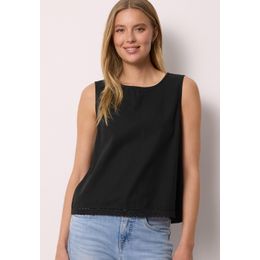 Damen Blusentop, schwarz, Gr. 46, STREET ONE STUDIO, unifarben, Web, 100% Baumwolle, Blusen, aus reiner Baumwolle