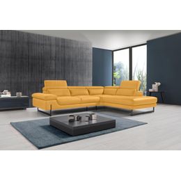 Ecksofa Egoitaliano, B:284cm H:95cm T:108cm, gelb, Luxus-Microfaser (100% Polyester) Leder &raquo;BULL&laquo; (echtes Rindsleder). Geschliffenes, pigmentiertes