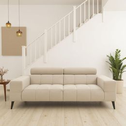 2-Sitzer DOMO collection, B:208cm H:79cm T:104cm, beige, 100% Polyester, Sofas, "Trento, mit Kufenfu&szlig; oder Einzelfu&szlig;", whlw. verstellbare Kopfteile,