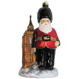 Weihnachtsbaumkugel &raquo;Britischer King's Guard Weihnachtsmann&laquo; London Souvenir rot Glas 9cm