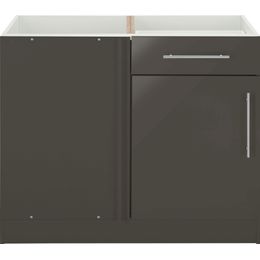 Wiho-K&uuml;chen Eckunterschrank WIHO K&Uuml;CHEN, B:100cm H:82cm T:57cm, schwarz, K&uuml;che, Schr&auml;nke, "Cali", 100 cm breit, Planungsma&szlig; 110 cm, ohne Arbeitsplatte