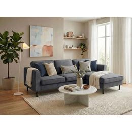 Ecksofa Home Affaire, B:232cm H:83cm T:161cm, grau, 100% Polyester, Wohnzimmer, Sofas, "Booster II, whlw. mit Schlaffunktion & Bettkasten, Fu&szlig;