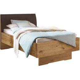 Holzbett Wiemann, B:120cm L:210cm, braun, Betten, "Cardiff, Bettgestell, Bettrahmen, teilmassiv, mit Polsterkopfteil", Fu&szlig;teil aus Massivholz,