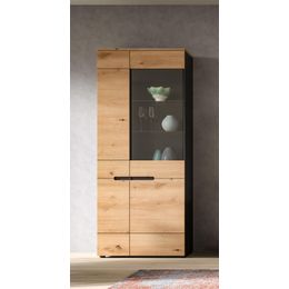 Vitrine Home Affaire, B:80cm H:125cm T:37cm, braun, Glas, Holzwerkstoff, Wohnzimmer, Schr&auml;nke, "REHAT, TOPSELLER, H&ouml;he 190 cm, 2 T&uuml;ren, 4