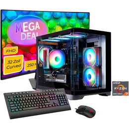 GAMEMAX Gaming-PC-Komplettsystem "MegaDeal HYPE-M BK 2869 AMD Ryzen 7 5700X 16GB 1TB SSD RTX 5060", Microsoft Windows 11 Home (64 Bit), 16 GB RAM