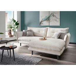 Ecksofa Home Affaire, B:255cm H:94cm T:180cm, wei&szlig;, 100% Polyester, Wohnzimmer, Sofas, "Lazio, 255 x 180 cm, modern und bequem", Webstoff, L-Form,
