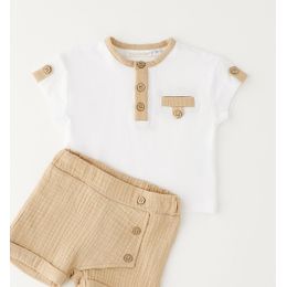 MINIBANDA M&auml;dchen Shorts "BABY BOY SUMMER SET"optical wei&szlig;, Gr. 58, 95% Baumwolle, 5% Elasthan - 100% Baumwolle, Hosen