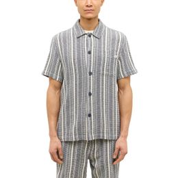 Mustang Herren Kurzarmhemd "Herren Style Holiday", blau, Gr. XXXL, gestreift, Web, 100% Baumwolle, Hemden