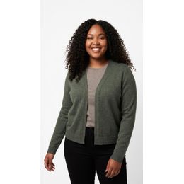 Only CARMAKOMA Damen Strickjacke "CARPRINCESS LS SHORT CARDI NOOS", gr&uuml;n, Gr. L, meliert, Strick, Obermaterial: 50% Viskose, 27% Nylon, 23%